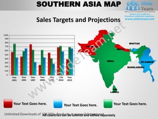 South asia powerpoint editable continent map with countries templates ...