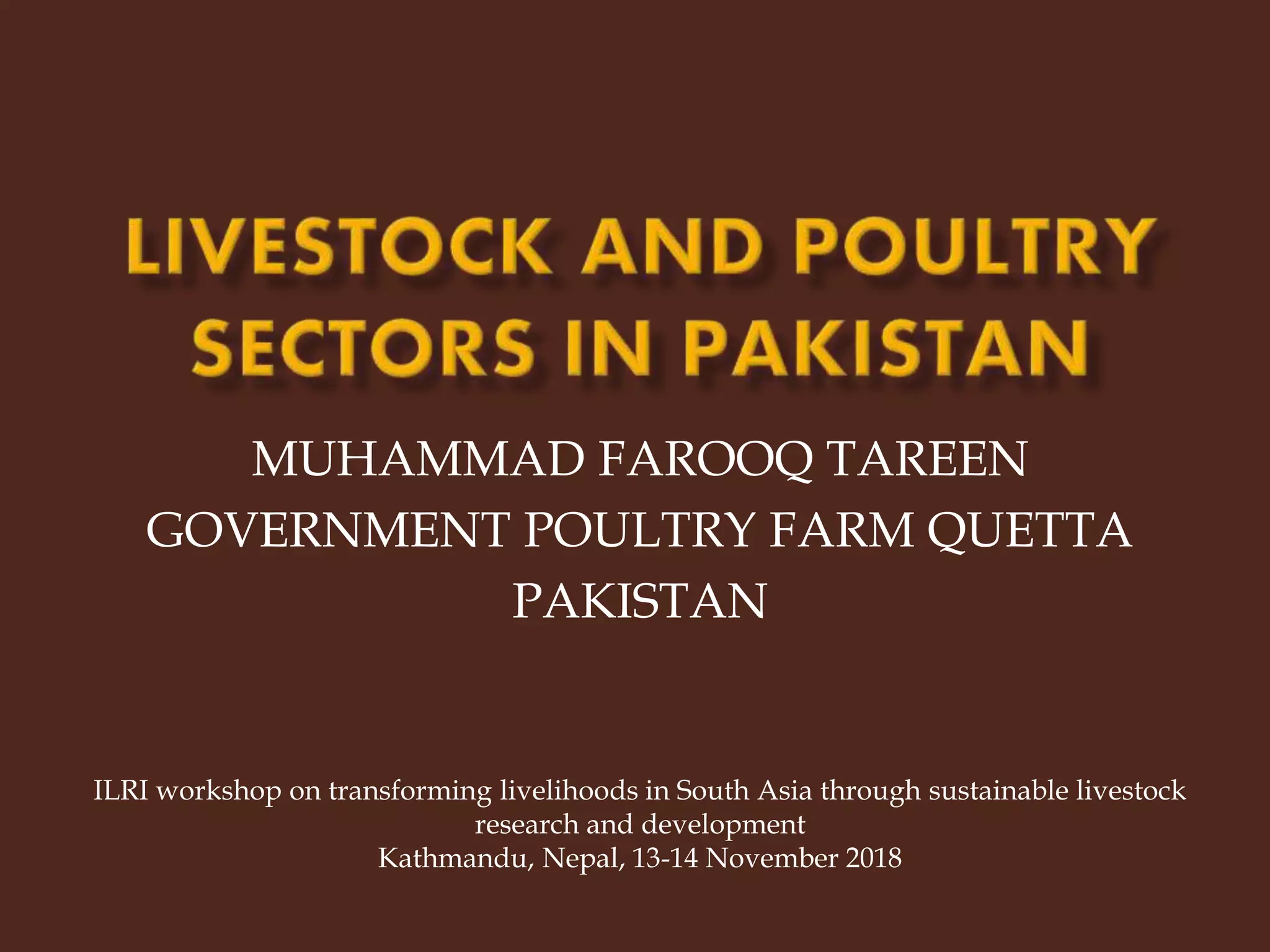 Livestock and Poultry Sectors in Pakistan | PPTX