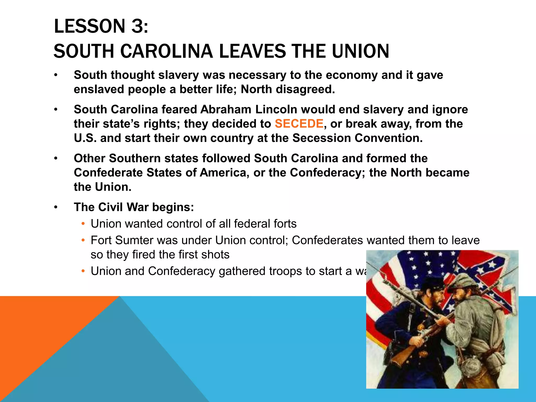 South carolina and the civil war | PPTX