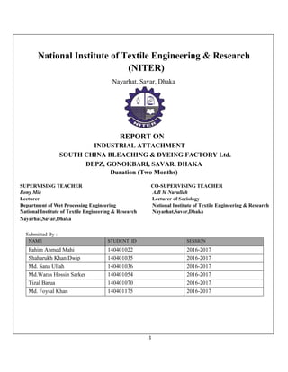 South china bleaching & dyeing factory ltd.; Internship Report! | PDF