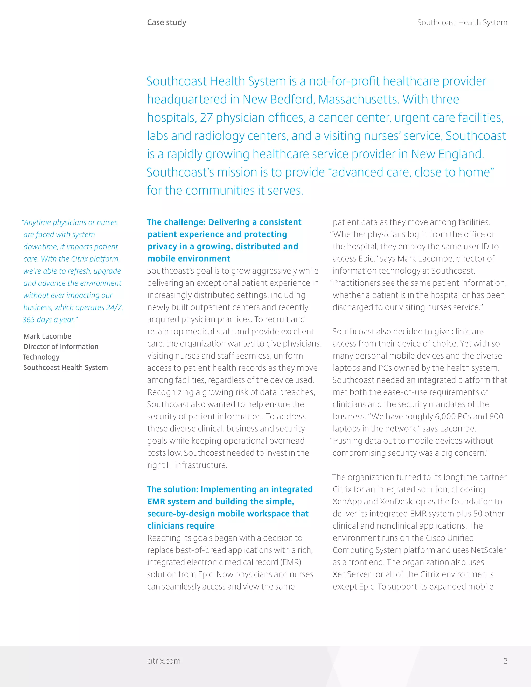 Citrix Customer Story: Southcoast Health System | PDF | Healthcare ...