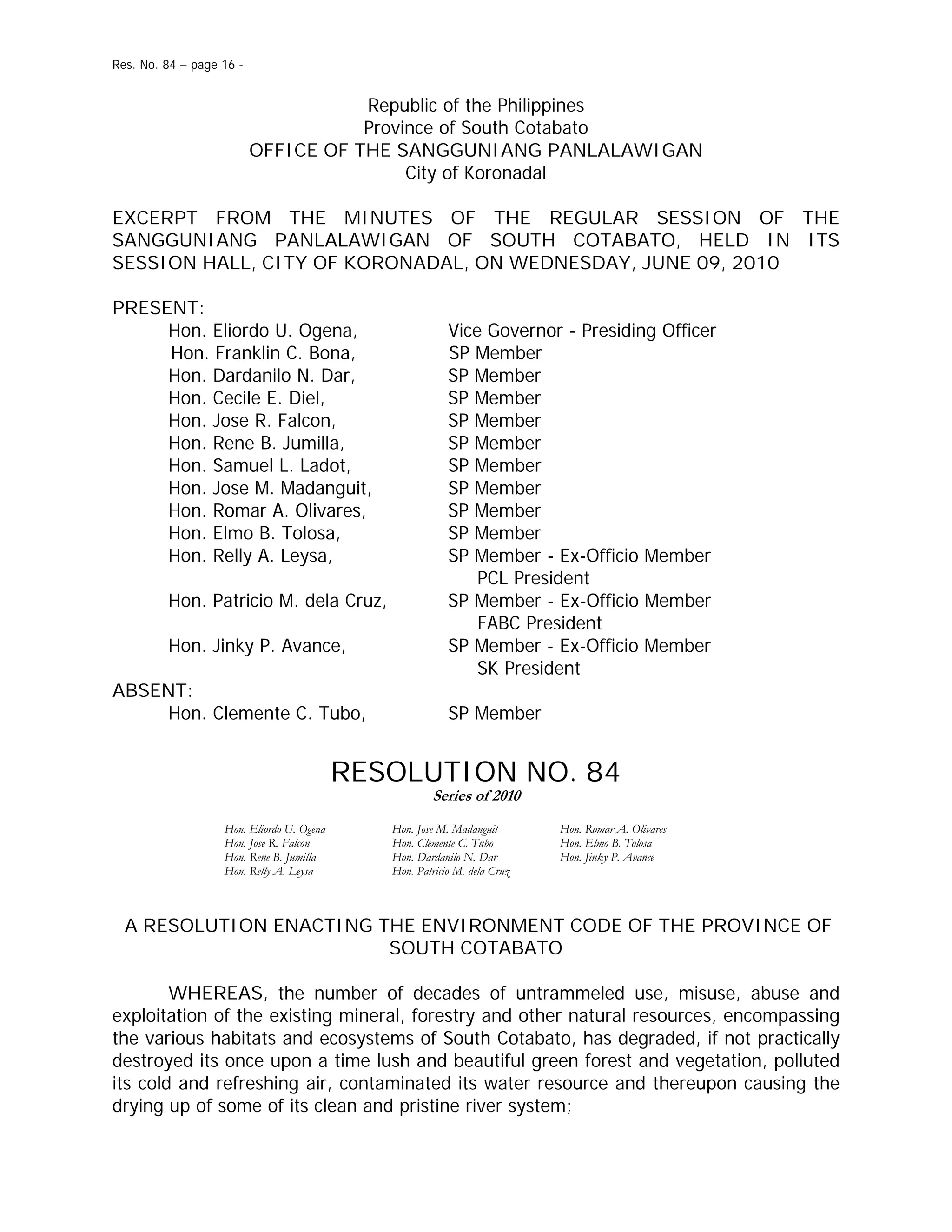 South Cotabato Environment Code | PDF