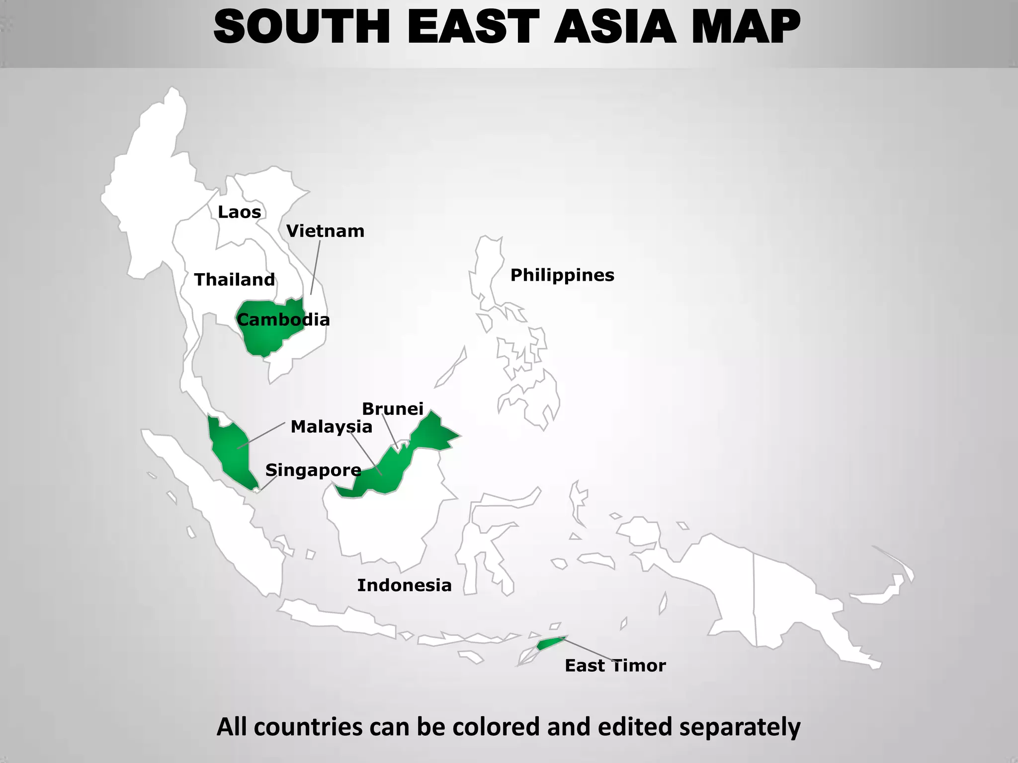 South east asia editable continent map with countries | PPTX