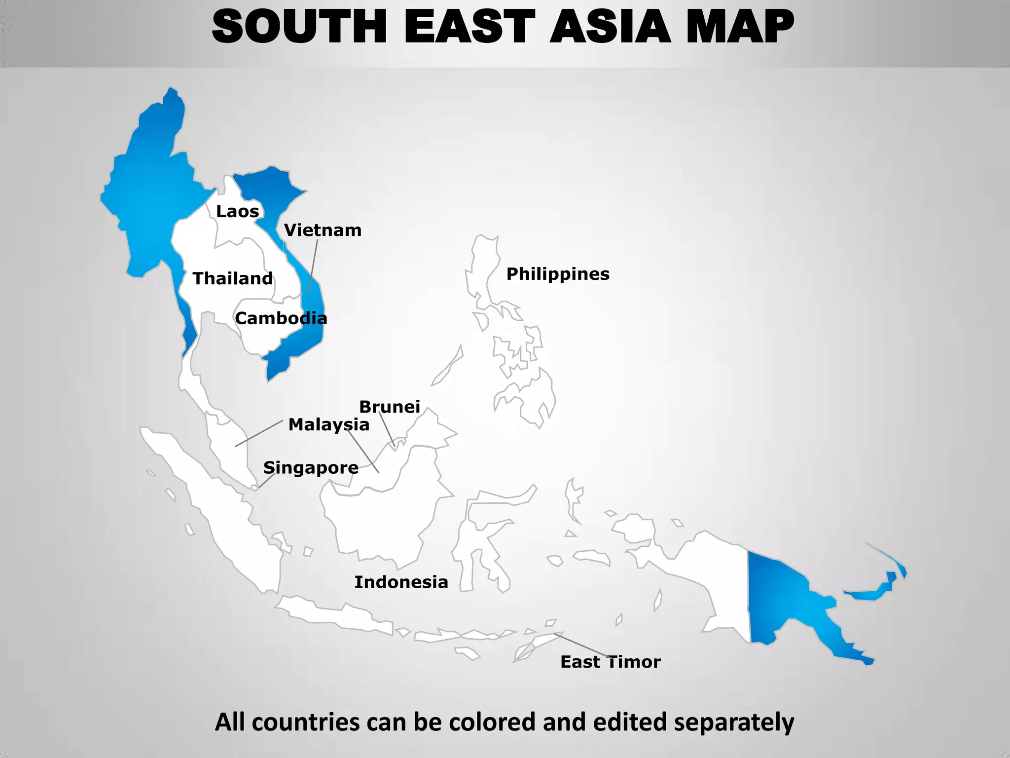 South east asia editable continent map with countries | PPTX