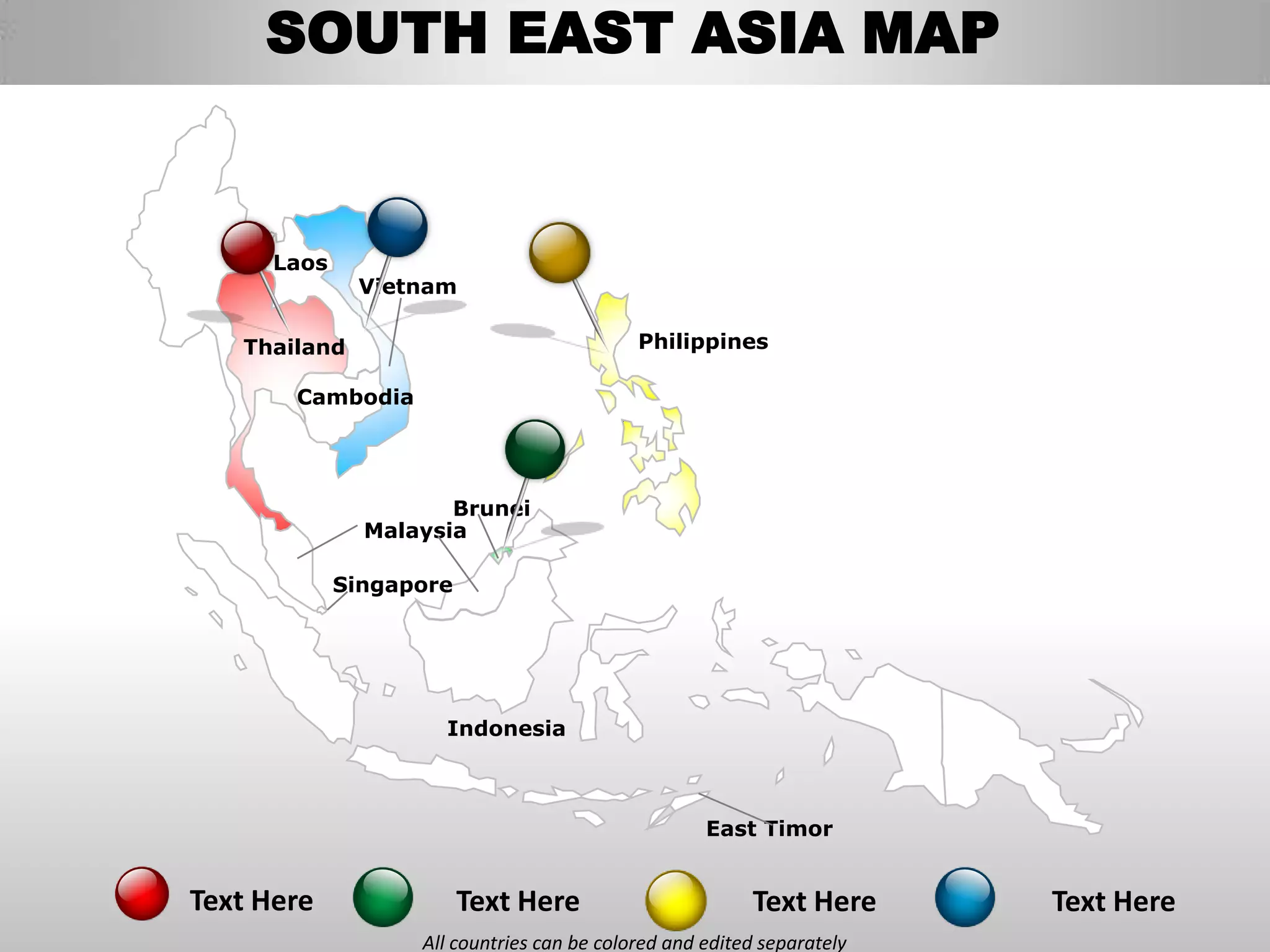 South east asia editable continent map with countries | PPTX
