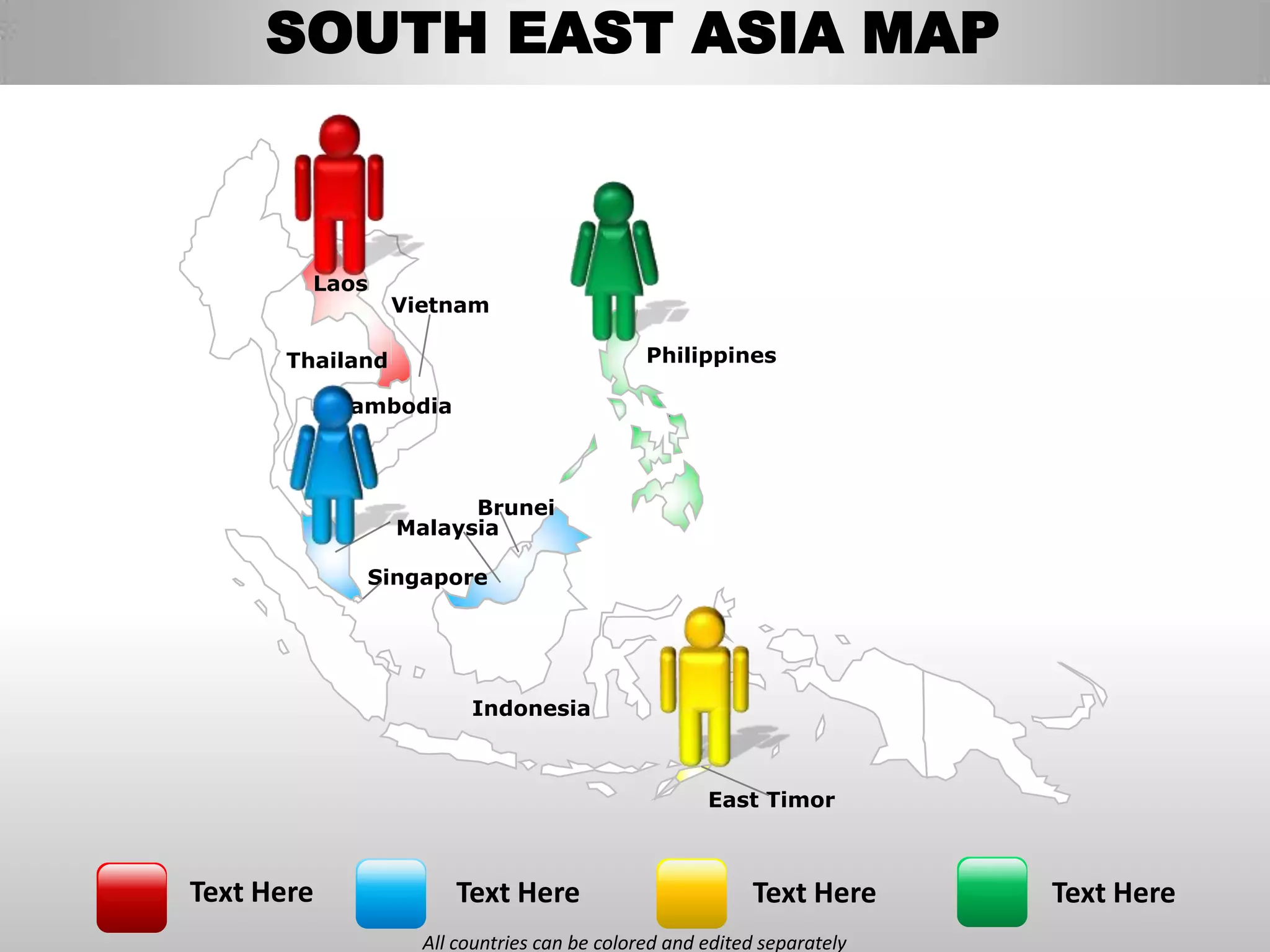 South east asia editable continent map with countries | PPTX