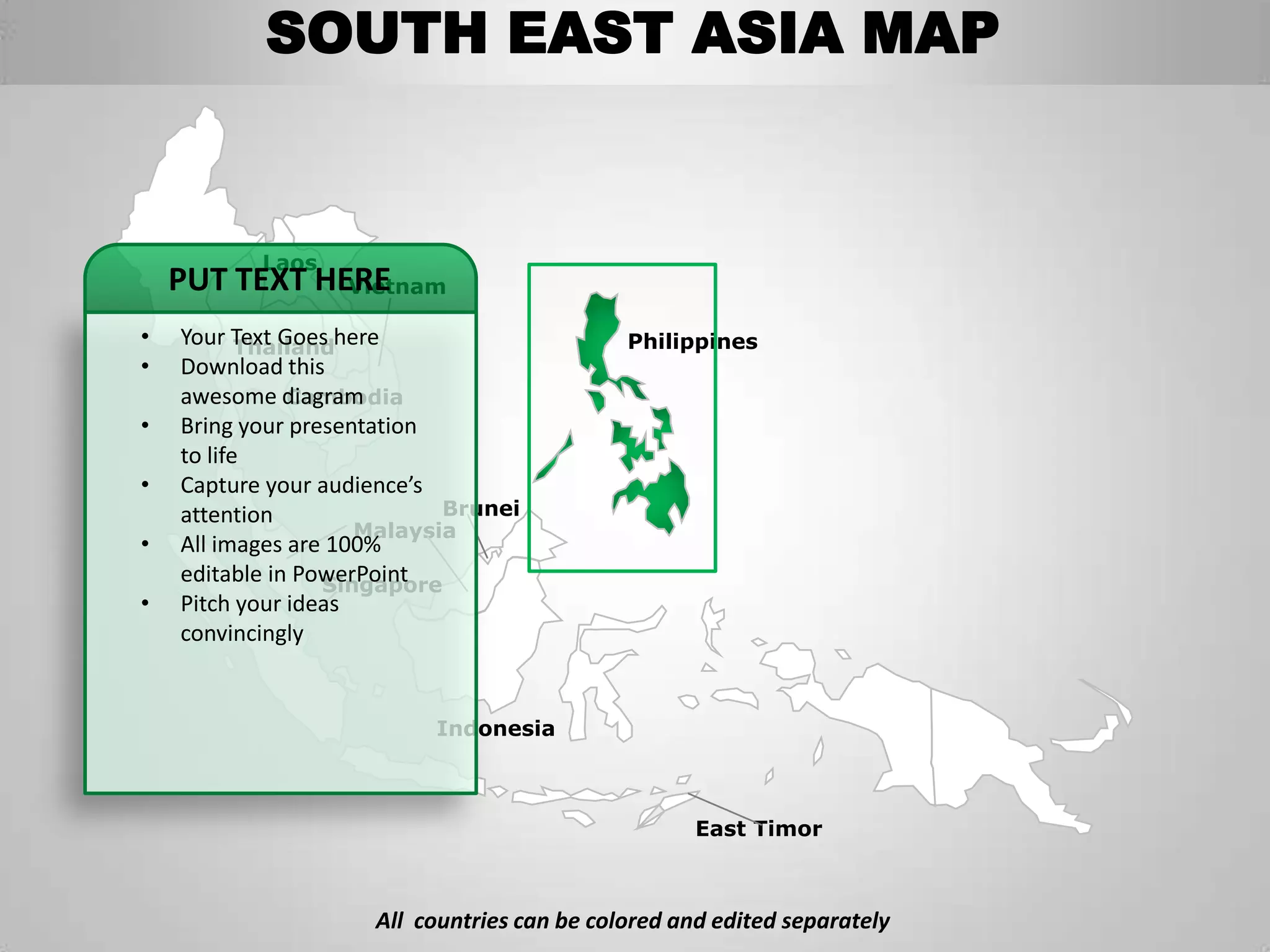 South east asia editable continent map with countries | PPTX