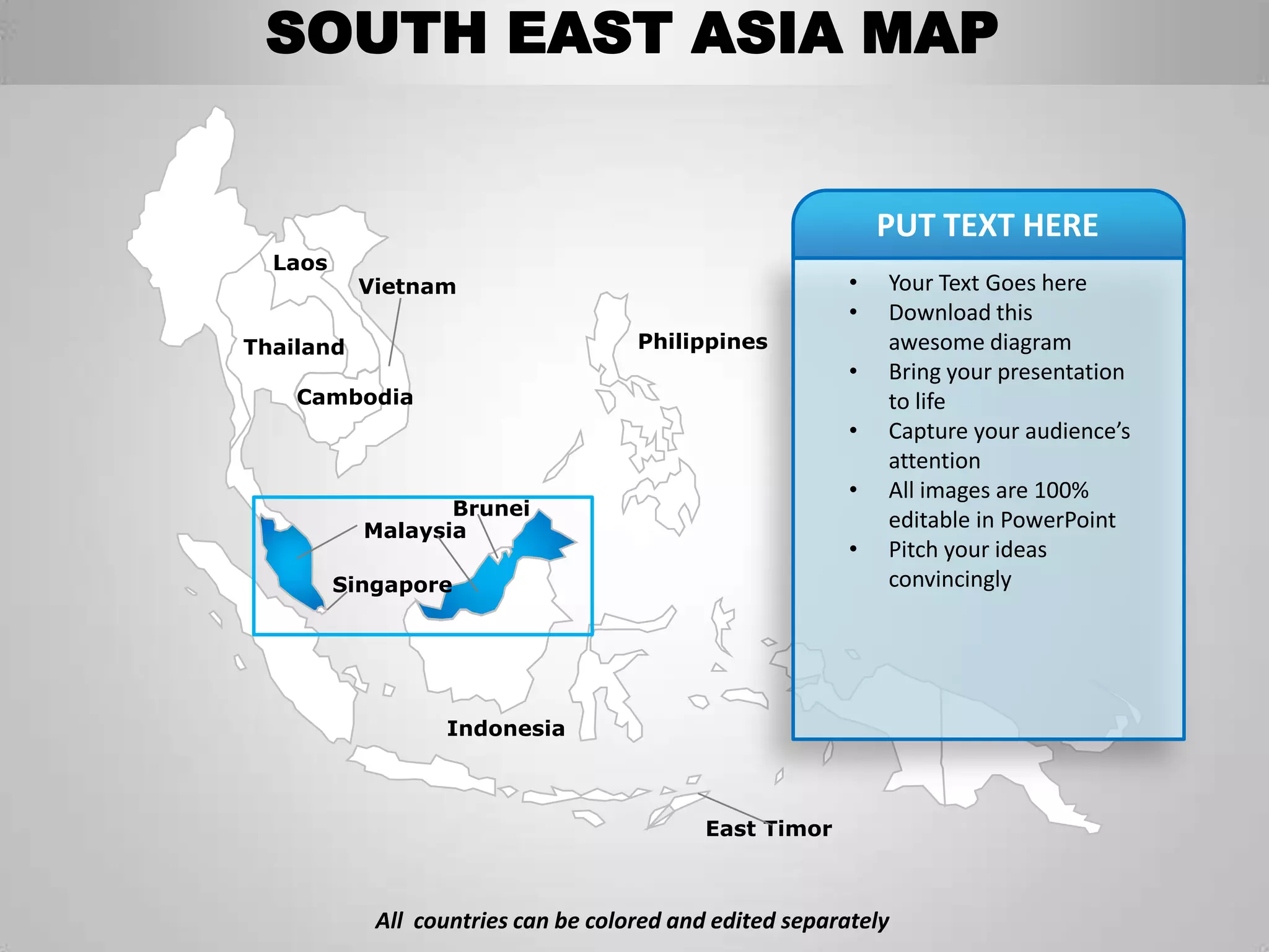South east asia editable continent map with countries | PPTX
