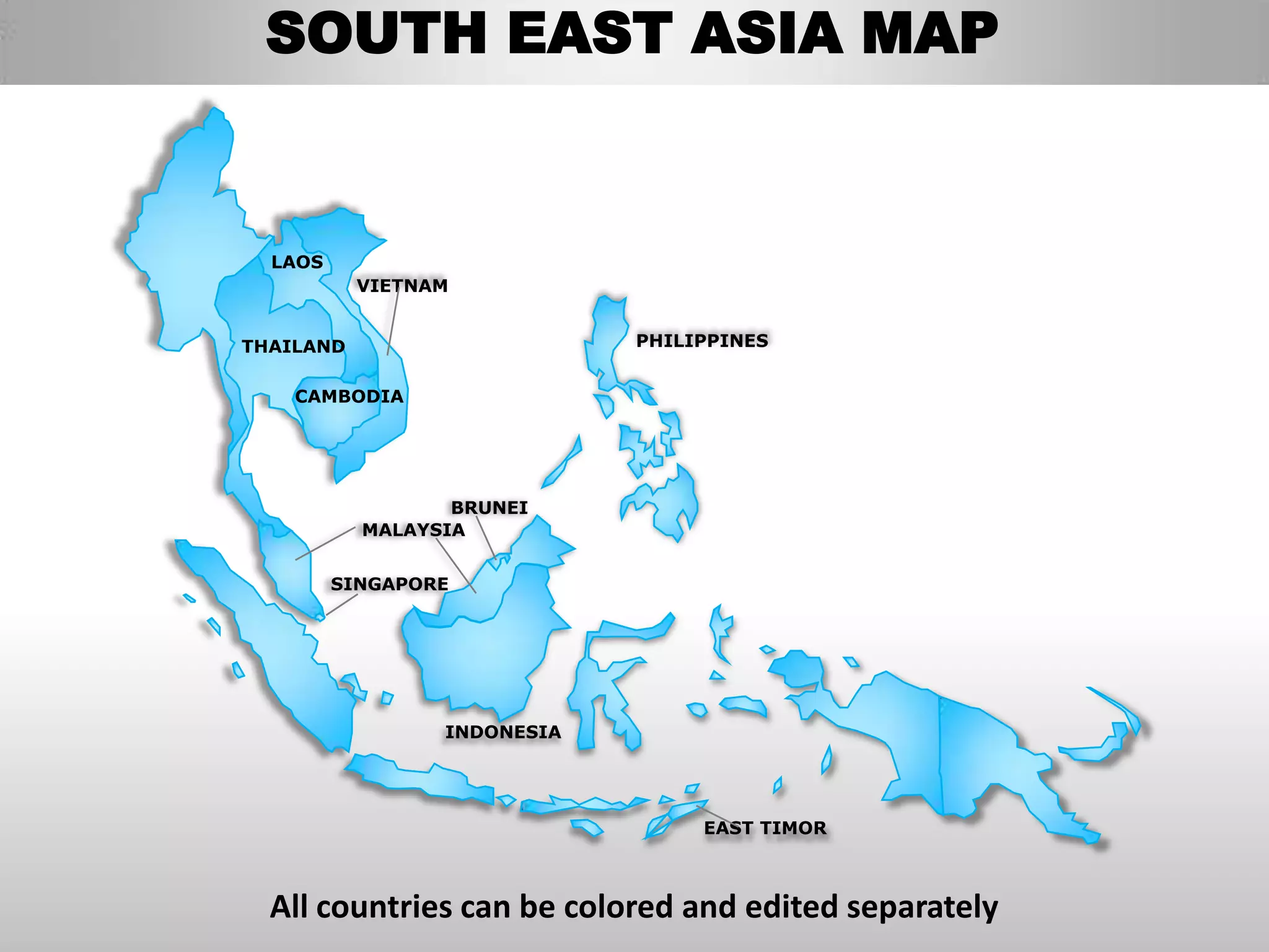 South east asia editable continent map with countries | PPTX