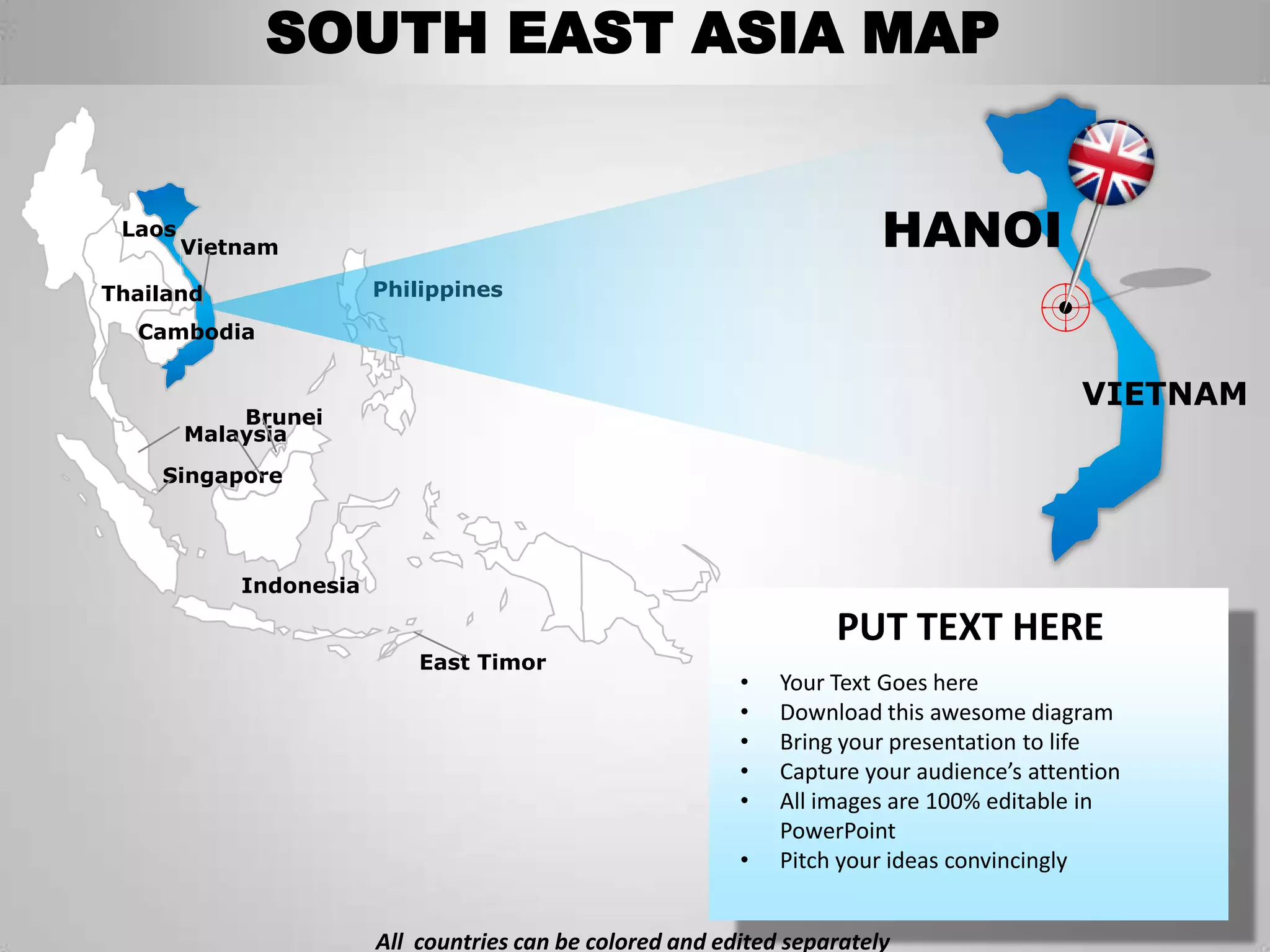 South east asia editable continent map with countries | PPTX