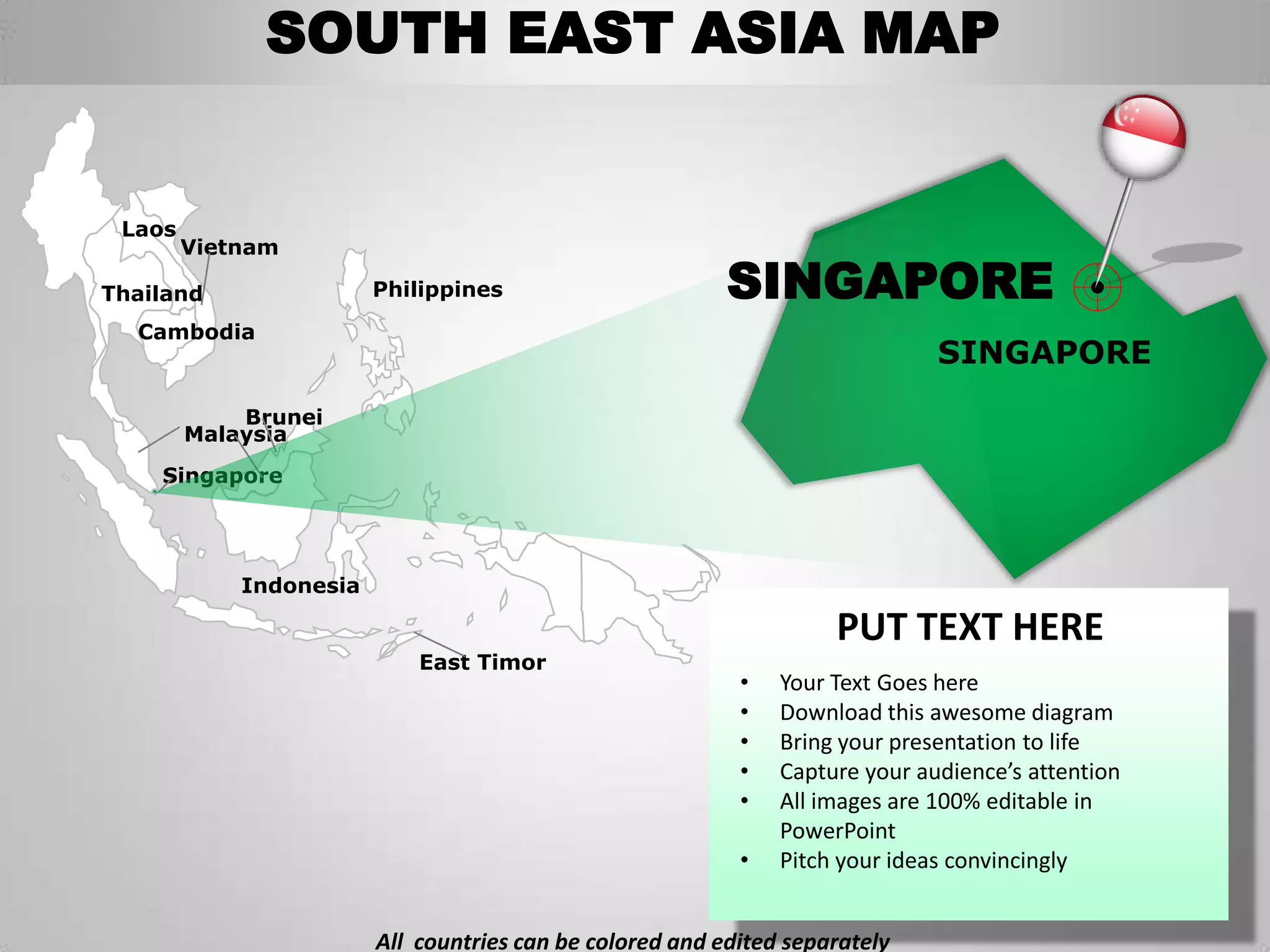 South east asia editable continent map with countries | PPTX