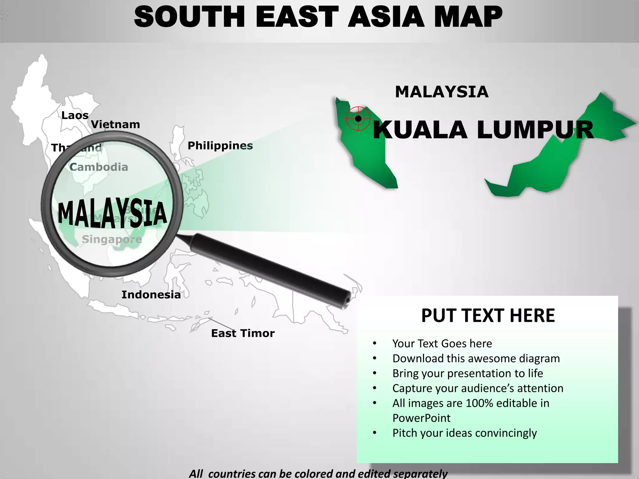 South east asia editable continent map with countries | PPTX