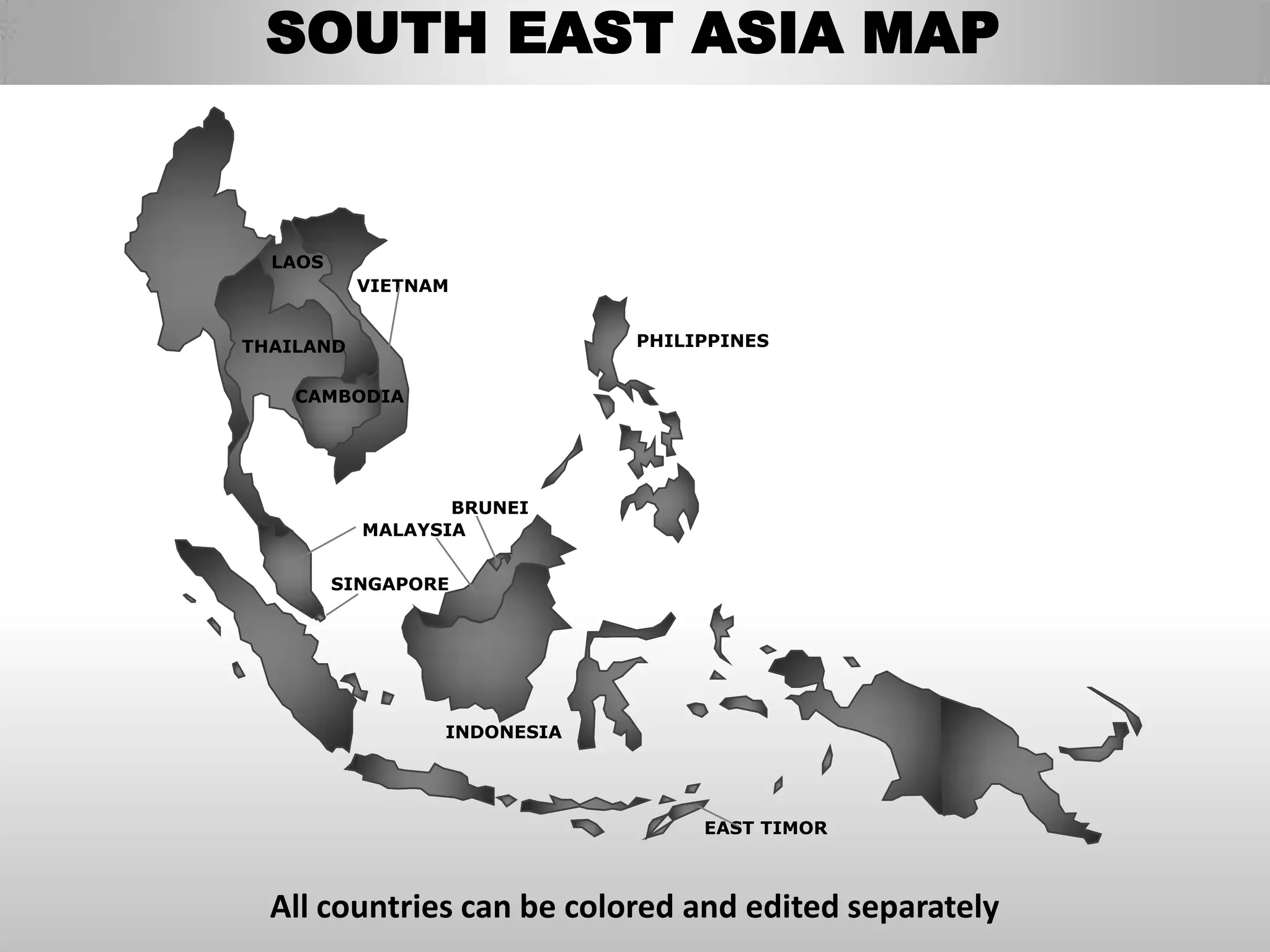 South east asia editable continent map with countries | PPTX