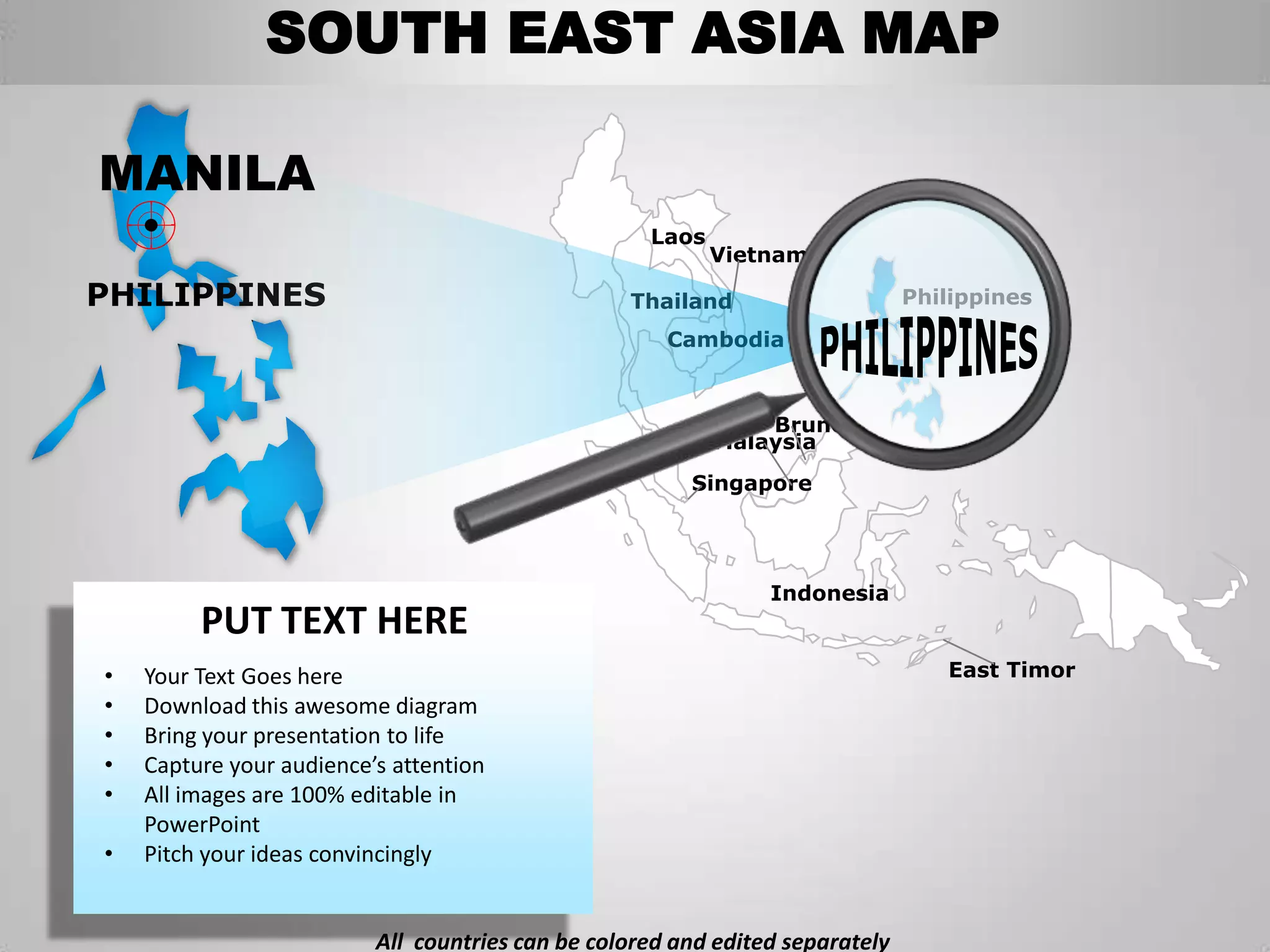 South east asia editable continent map with countries | PPTX