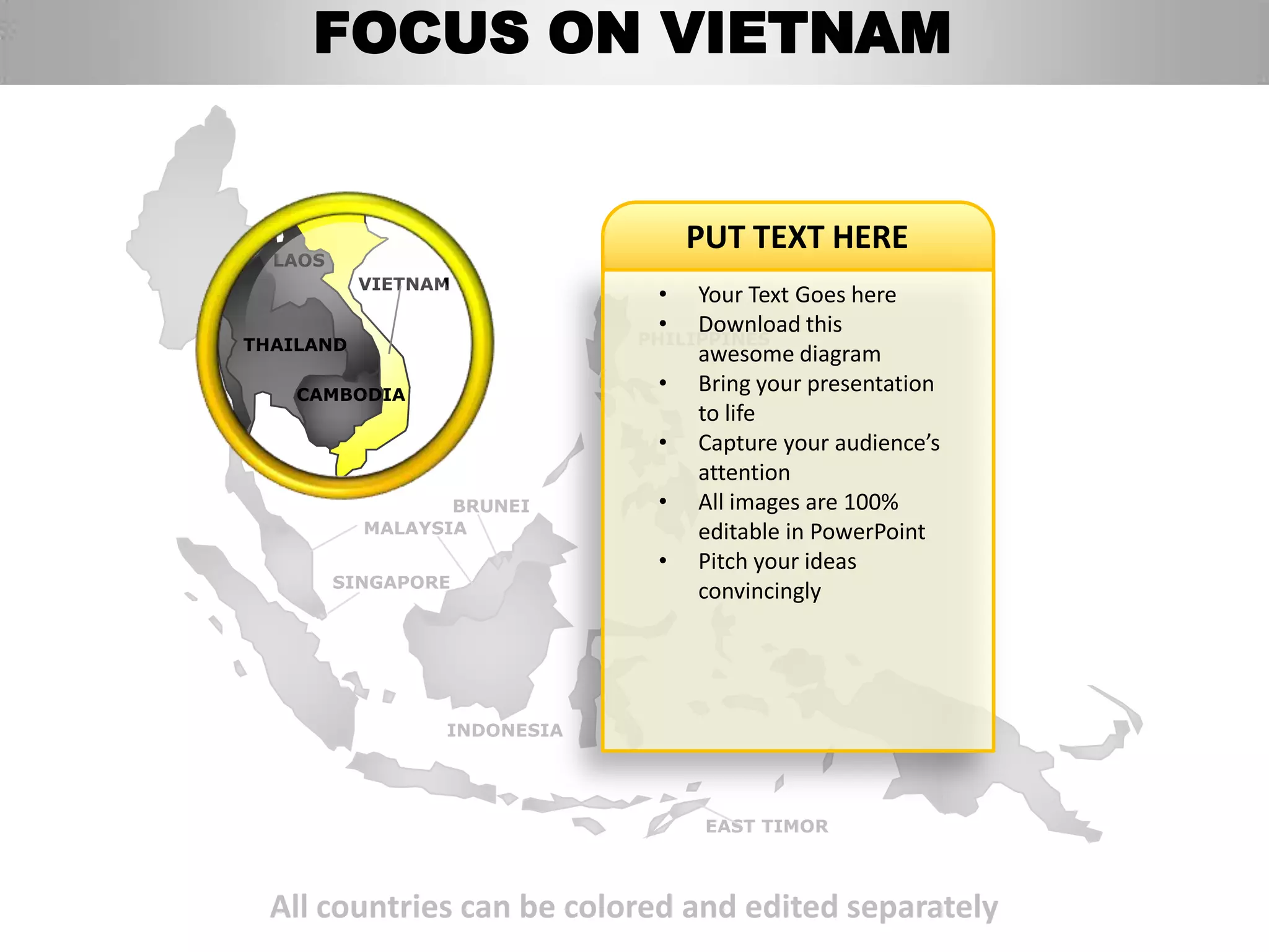South east asia editable continent map with countries | PPTX