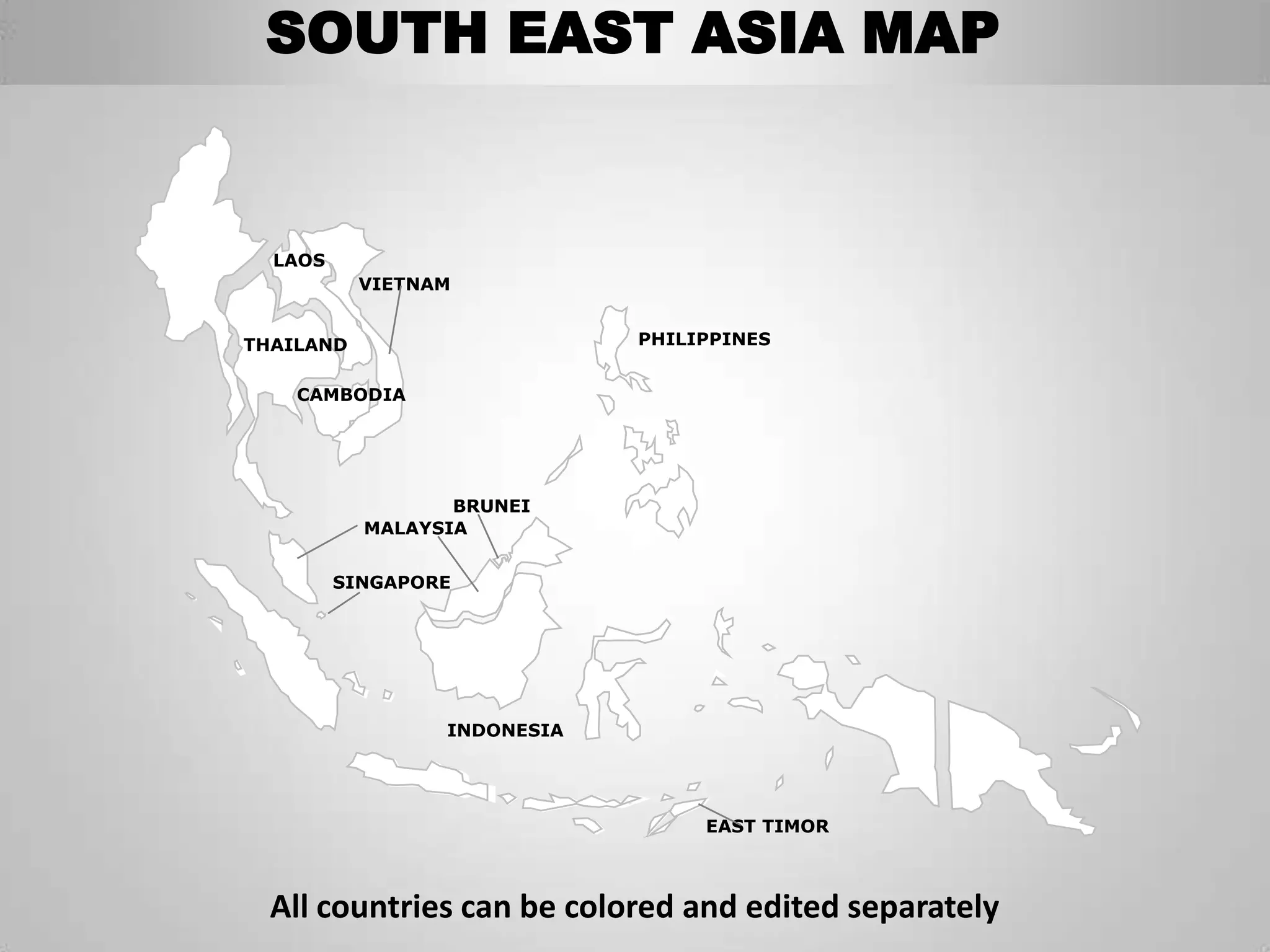 South east asia editable continent map with countries | PPTX