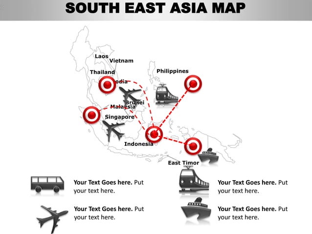 South east asia editable continent map with countries | PPTX