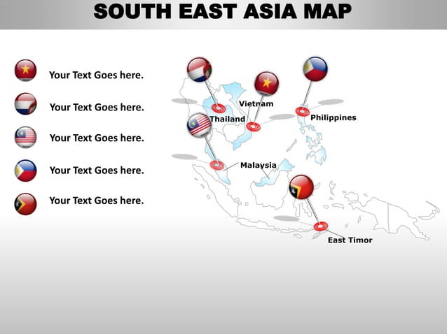 South east asia editable continent map with countries | PPTX