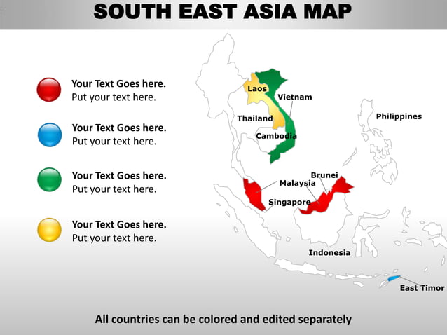 South east asia editable continent map with countries | PPTX