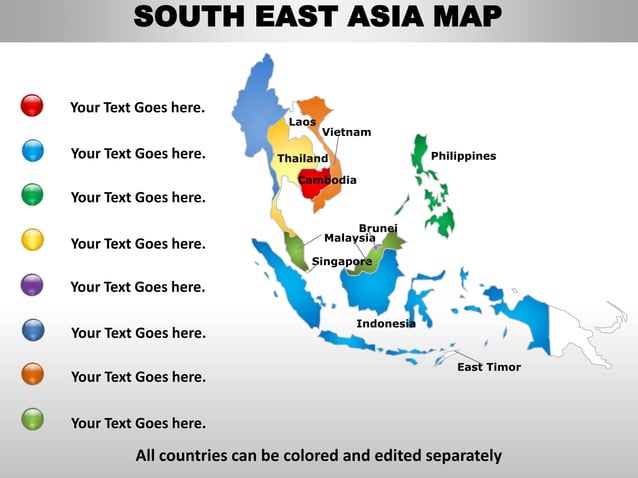 South east asia editable continent map with countries | PPTX