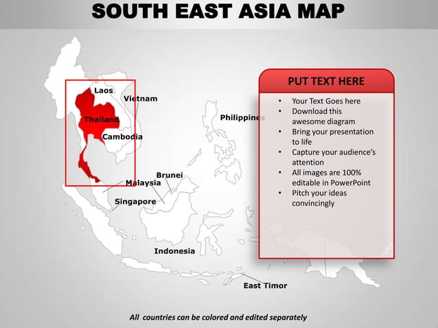 South east asia editable continent map with countries | PPTX