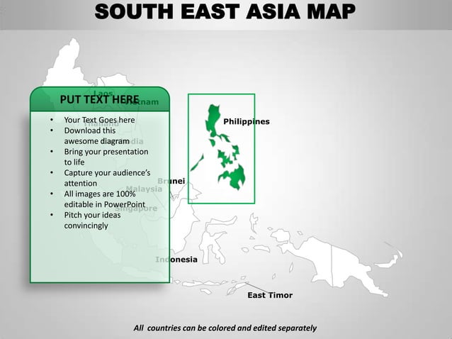 South east asia editable continent map with countries | PPTX