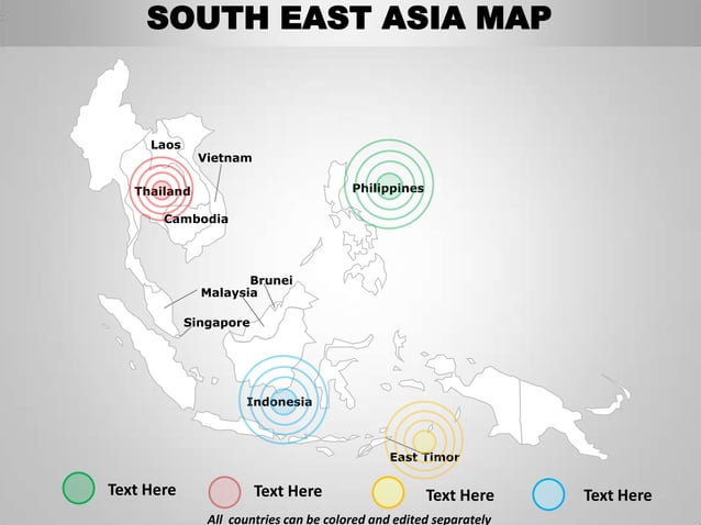 South east asia editable continent map with countries | PPTX