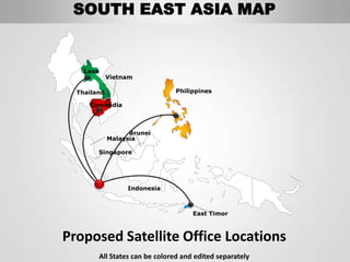 South east asia editable continent map with countries | PPTX