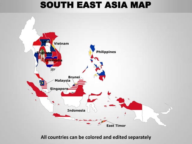 South east asia editable continent map with countries | PPTX