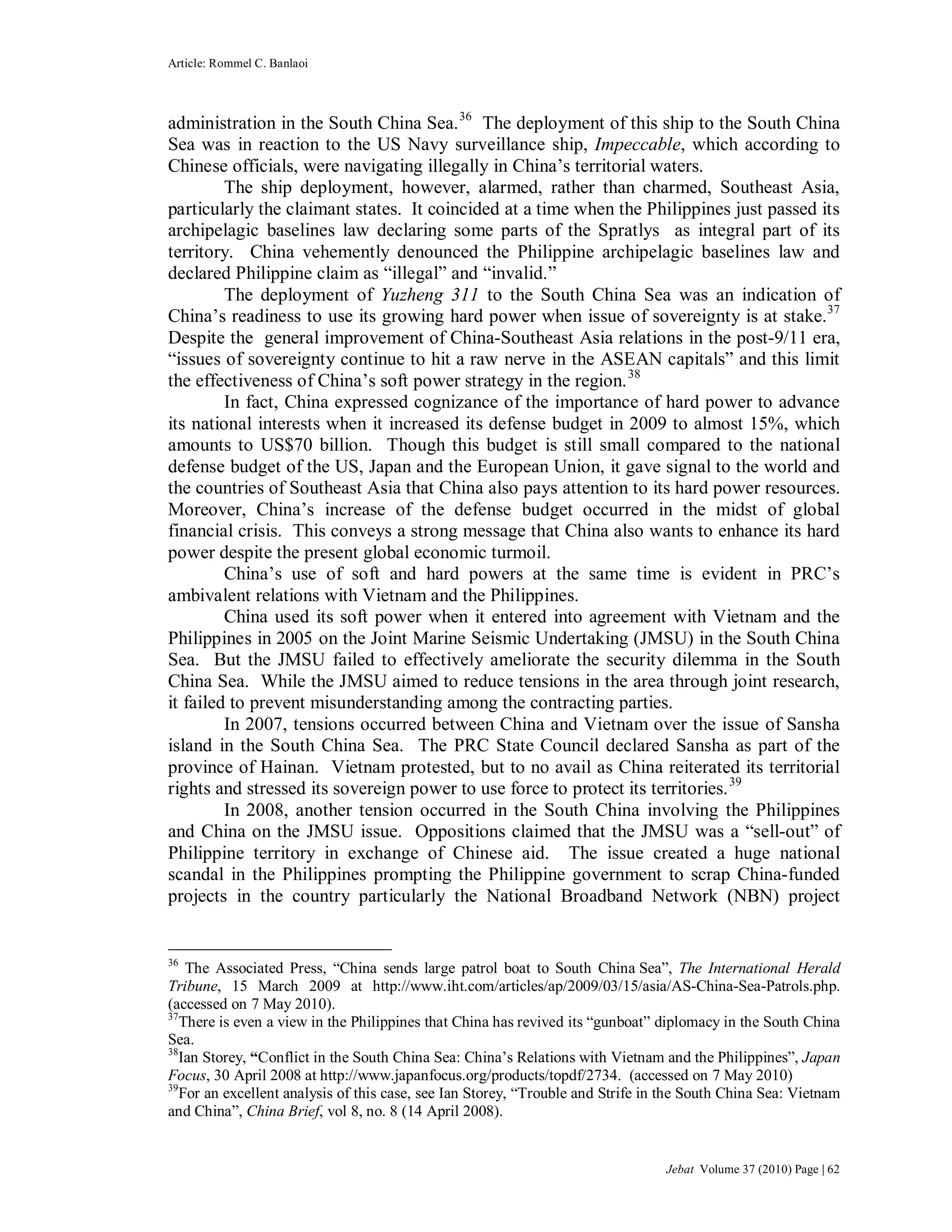 Southeast asian regionalism and china's soft power strategy | PDF