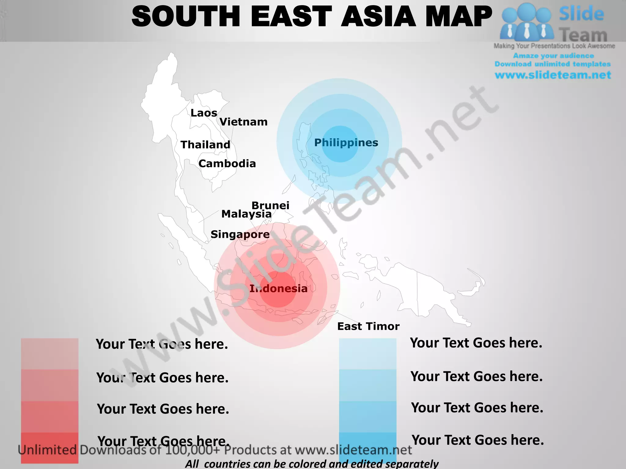 South east asia powerpoint editable continent map with countries ...