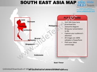 South east asia powerpoint editable continent map with countries ...