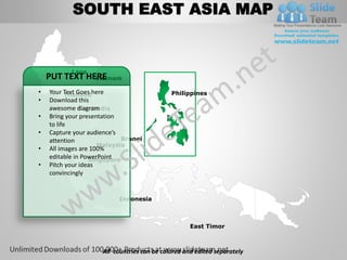 South east asia powerpoint editable continent map with countries ...