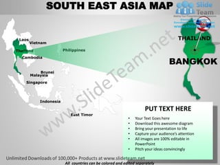 South east asia powerpoint editable continent map with countries ...