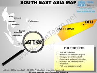 South east asia powerpoint editable continent map with countries ...
