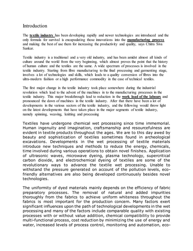 Technological development in wet processing technology | PDF