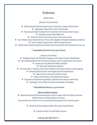 Southern Charm Wedding Reception Menu | PDF