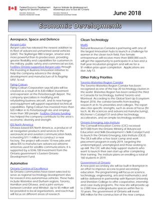 FedDev Ontario's Southern Ontario Spotlight (June 2018) | PDF