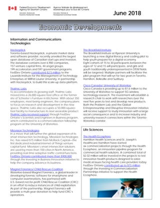 FedDev Ontario's Southern Ontario Spotlight (June 2018) | PDF