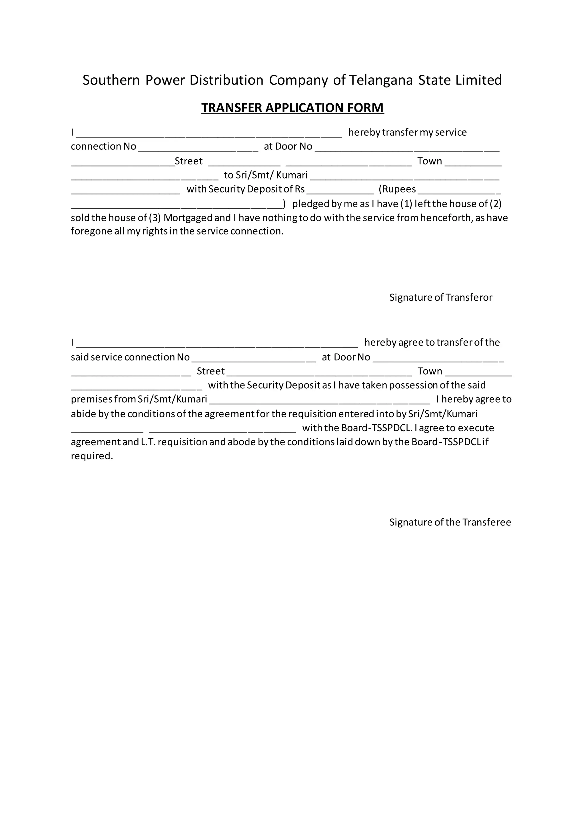 Southern power distribution company of telangana state limited | DOCX