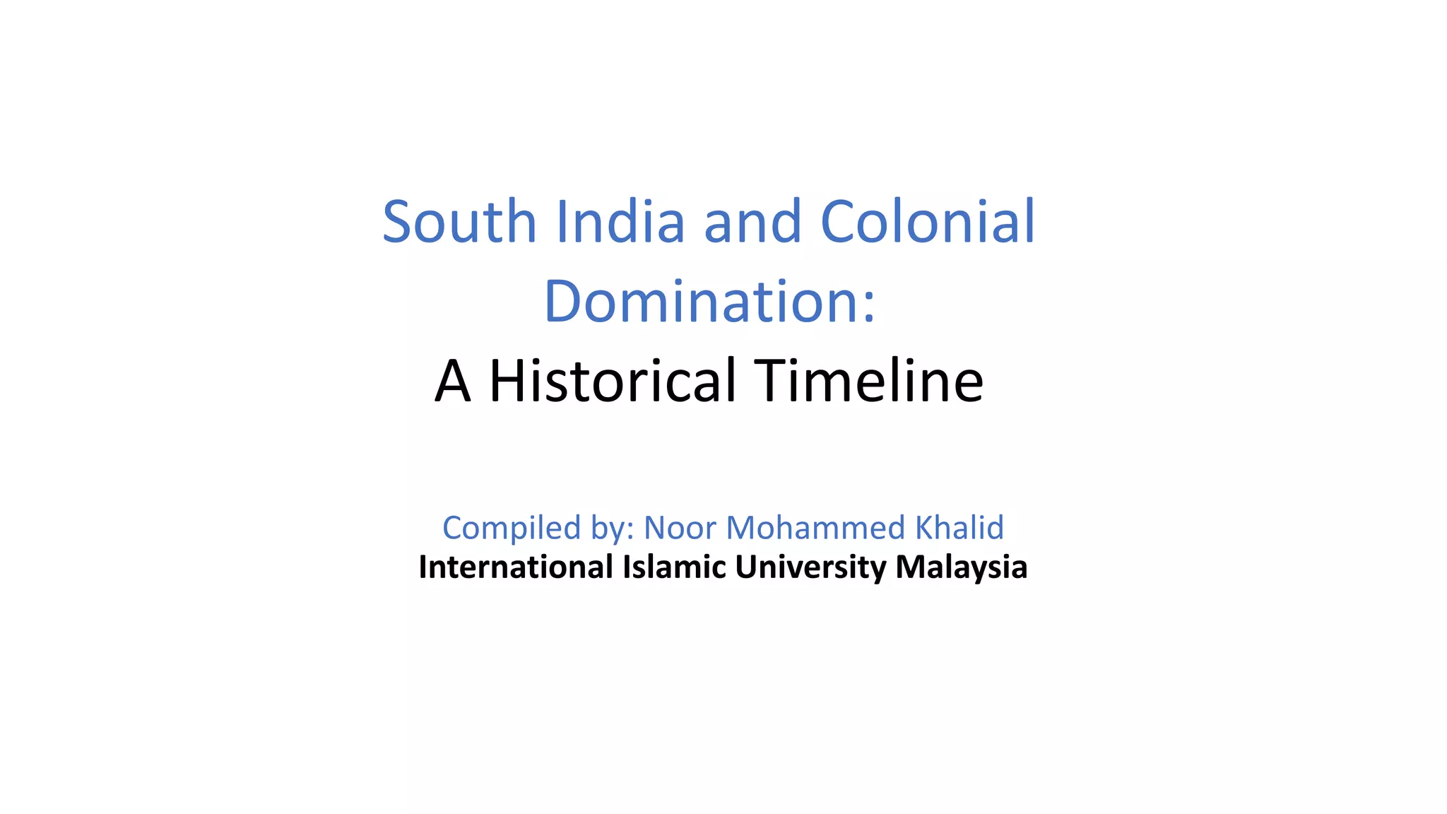 History of South India in the Context of the Colonial Domination | PDF