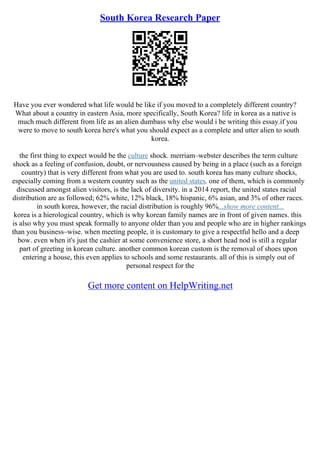 South Korea Essay | PDF