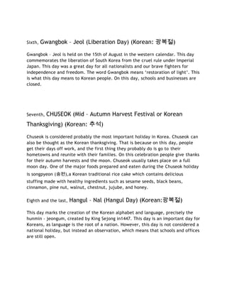 Holidays in Korea | DOCX