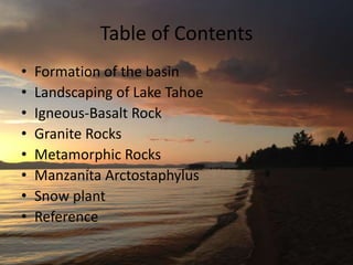 South lake tahoe a geolocic study by Wendy Vazquez | PPTX