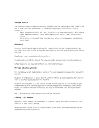 Southpointe school uniform-2015 | PDF