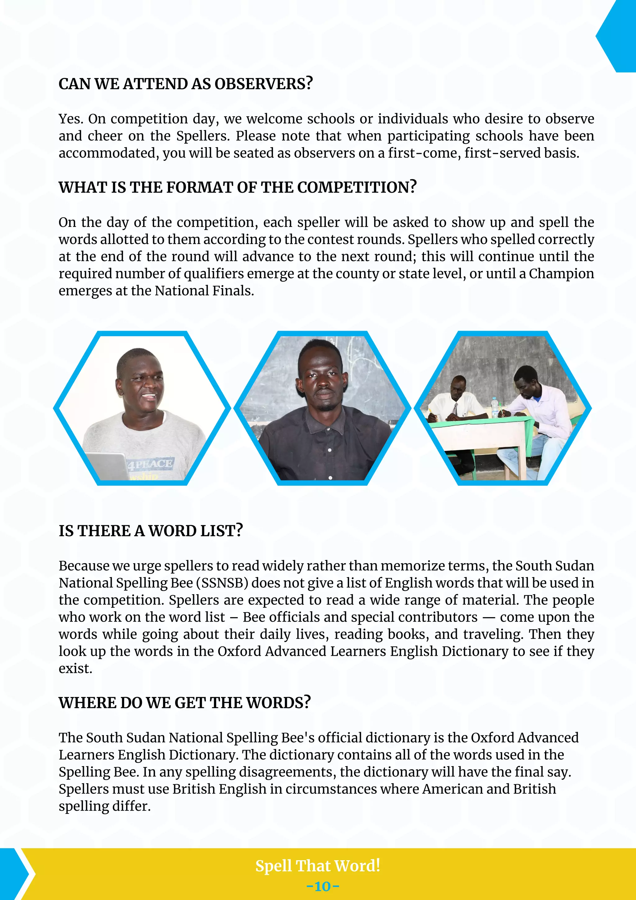 South Sudan National Spelling Bee Profile (Updated 2023) | PDF