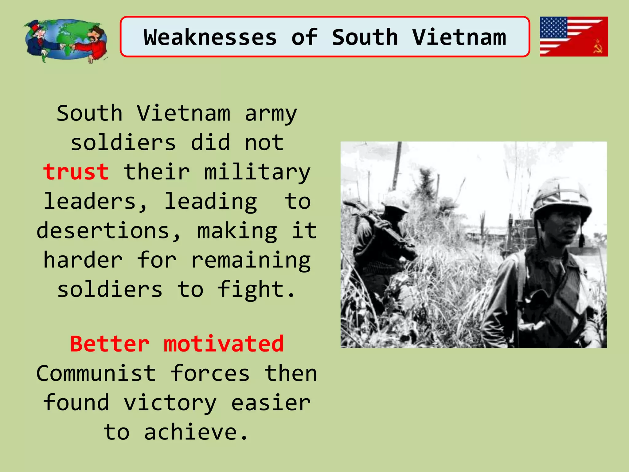 Reasons the USA lost the Vietnam War - South Vietnam weaknesses | PPT