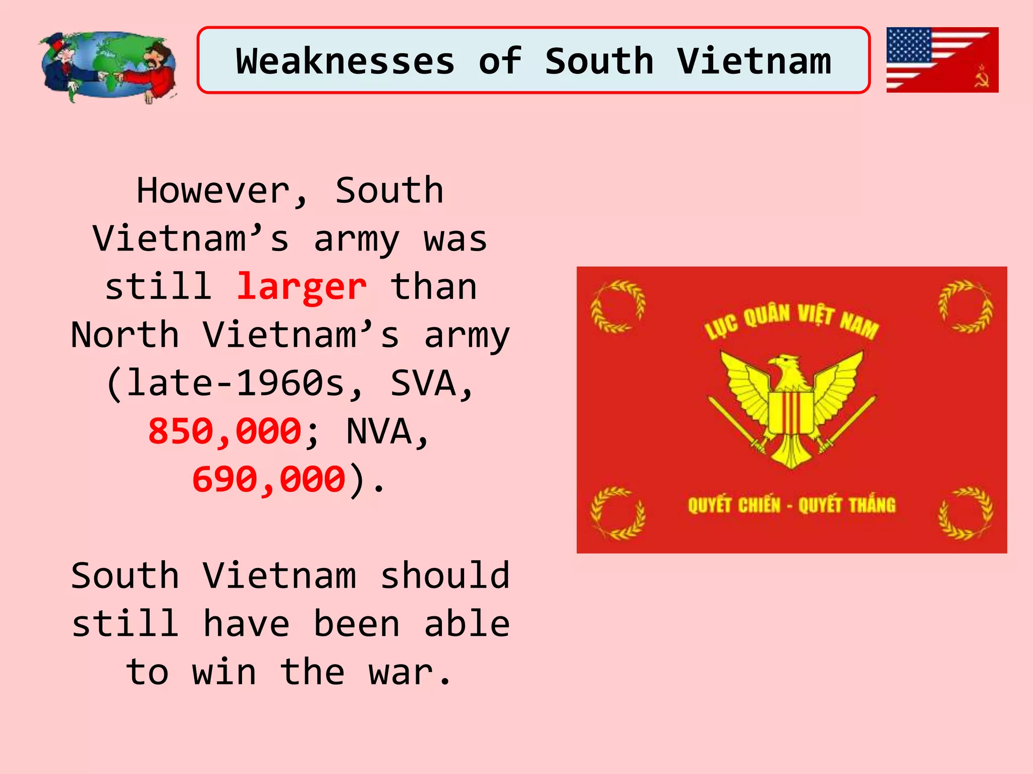 Reasons the USA lost the Vietnam War - South Vietnam weaknesses | PPTX