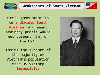 Reasons the USA lost the Vietnam War - South Vietnam weaknesses | PPTX