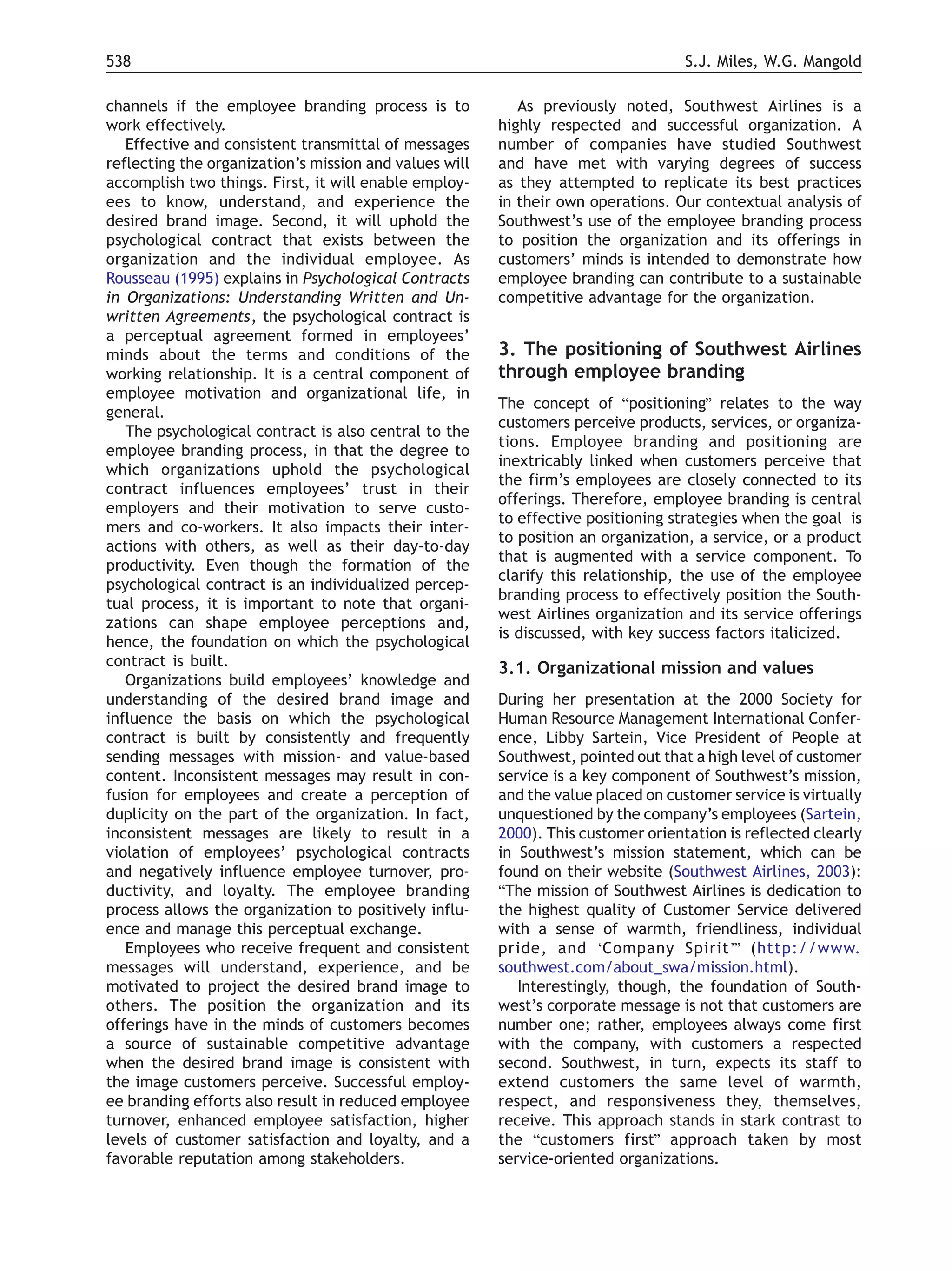 Southwest employee branding | PDF